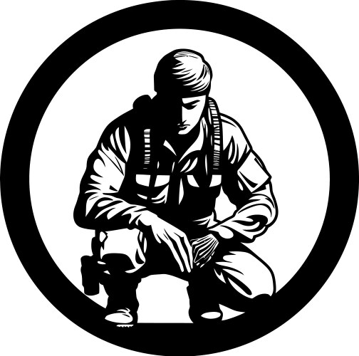 Guardian kneel soldier respect emblem sentinel Vector Image