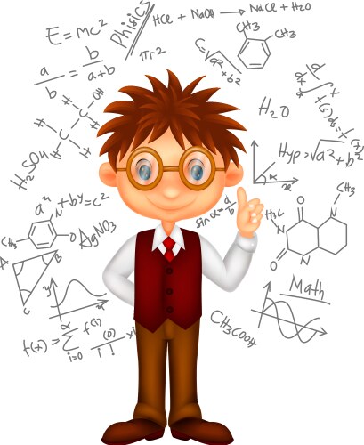 Boy with math problem sign Royalty Free Vector Image