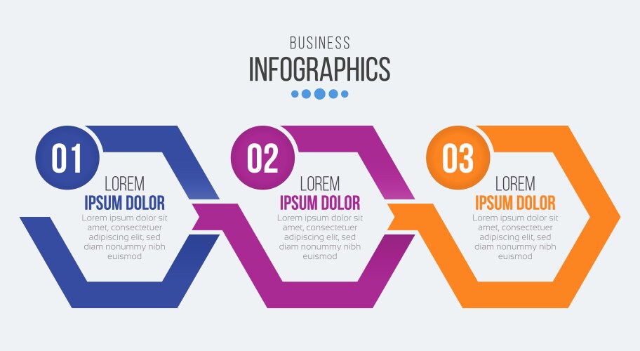 3 steps timeline infographic template with arrows Vector Image