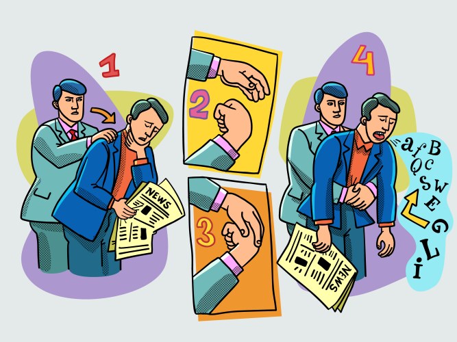 Heimlich maneuver saving someone choking on food Vector Image