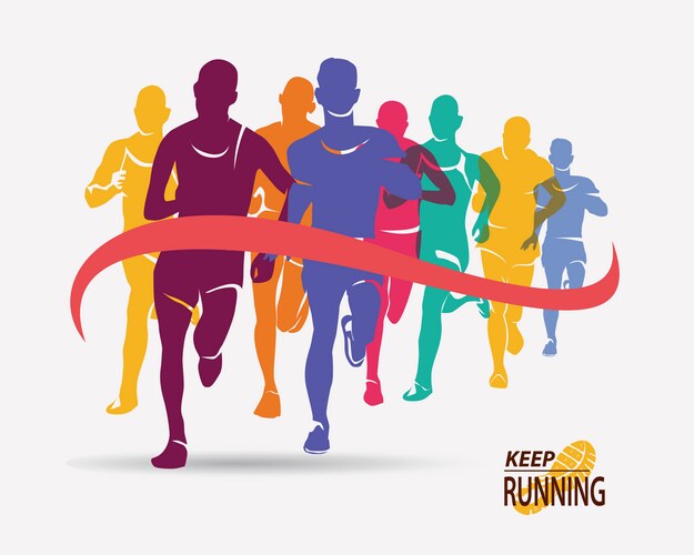 Running people set of symbols competition Vector Image