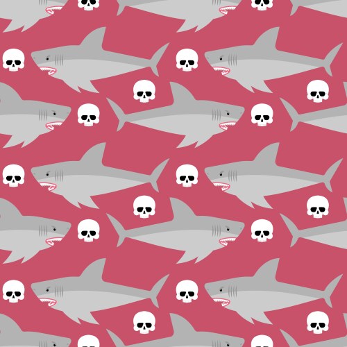 Shark and skeleton diver pattern seamless marine Vector Image