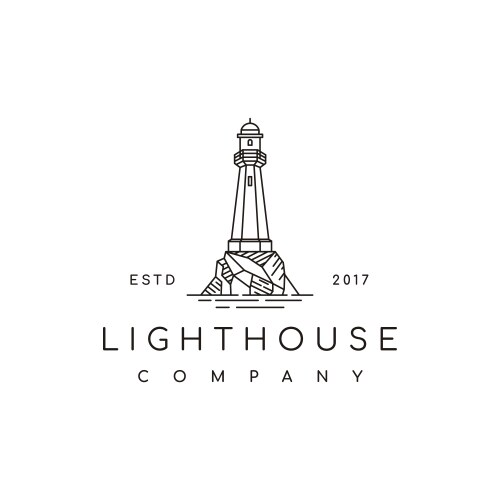 Lighthouse or searchlight by shore Royalty Free Vector Image