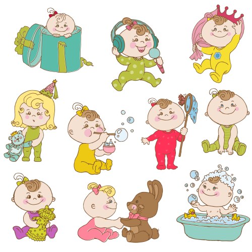 Baby girl set Royalty Free Vector Image - VectorStock