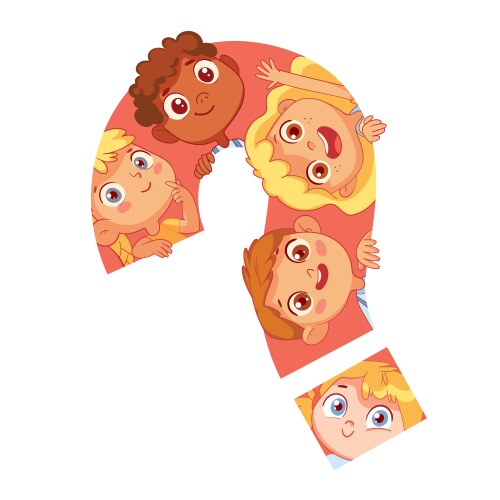 Child on the background of a question mark Vector Image