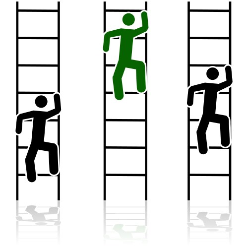 Person climbing the ladder cartoon stick figure Vector Image