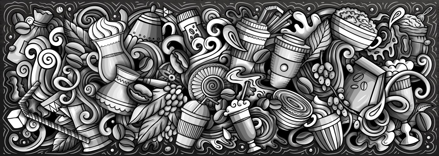 Cartoon doodles coffee house Royalty Free Vector Image