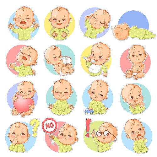 Set with baby stickers Royalty Free Vector Image