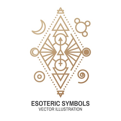 Esoteric symbols thin line geometric Royalty Free Vector