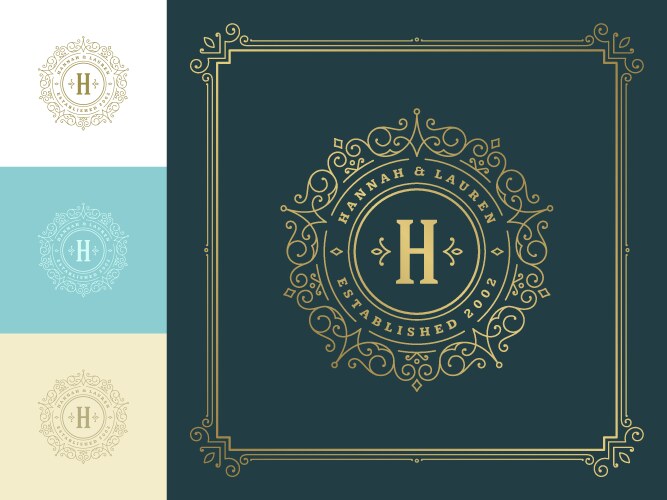 Vintage retro monogram restaurant hotel Royalty Free Vector