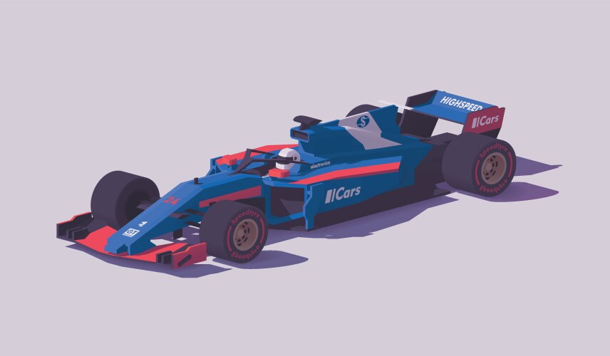 Low poly formula race Royalty Free Vector Image