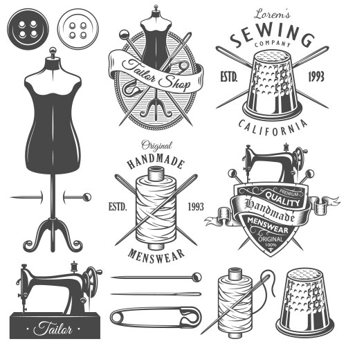 Sewing accessories and tailor shop elements Vector Image
