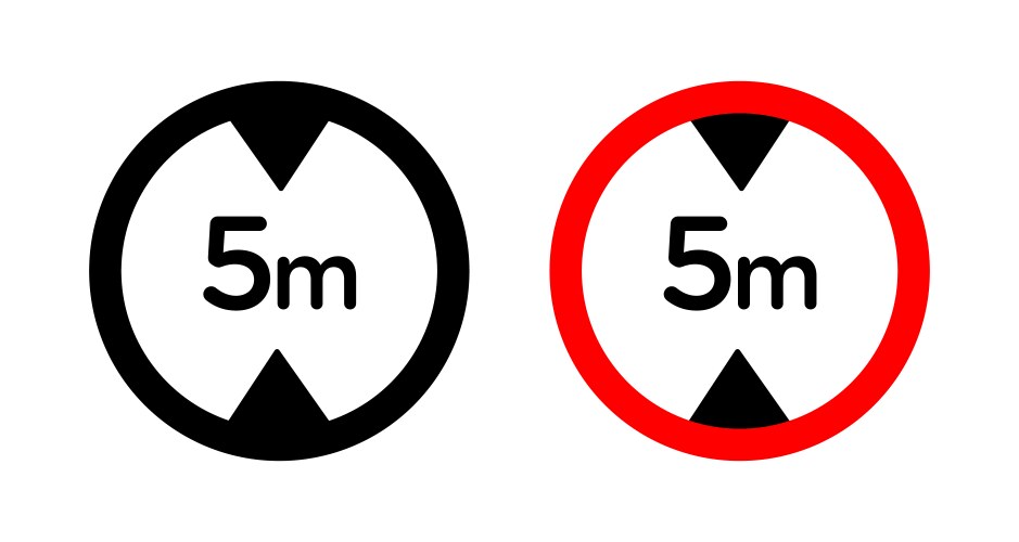 5 meter sign icon set notice indicating Royalty Free Vector