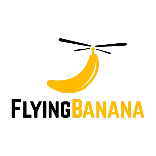 Flying banana simple modern logo Royalty Free Vector Image