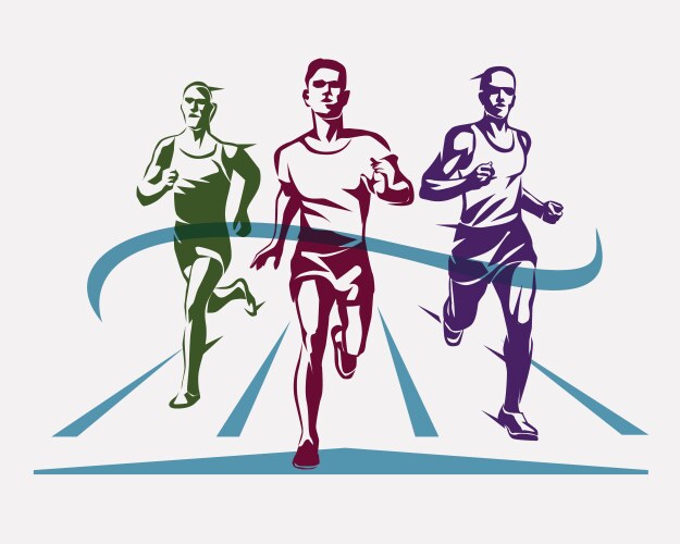 Fat obese man running on treadmill overweight Vector Image