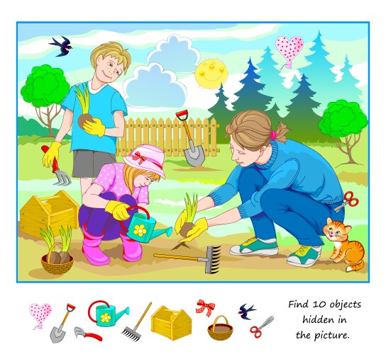 Children in playground find 10 hidden objects Vector Image