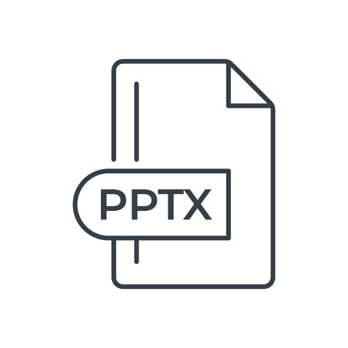 Pptx file format icon extension line Royalty Free Vector