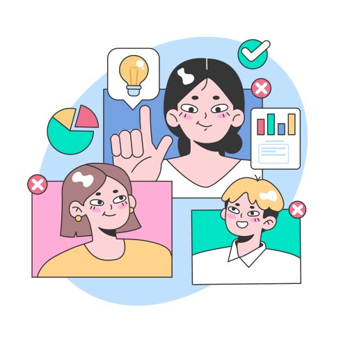Collaborative problem solving concept flat Vector Image