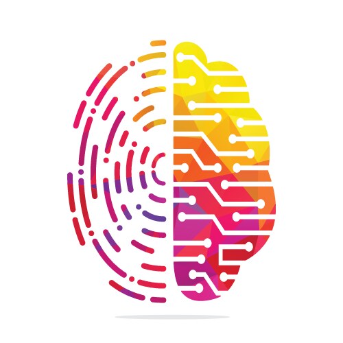 Intelligence brain lamp symbol logo Royalty Free Vector