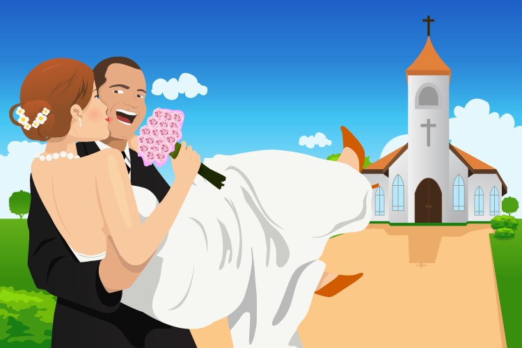 Christian church cartoon Royalty Free Vector Image