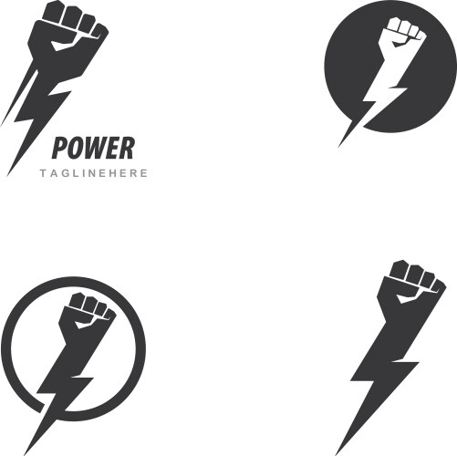 Hand holding lightning bolt logo design Royalty Free Vector