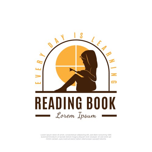 Happy children reading book logo design Royalty Free Vector