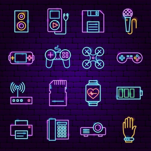 Computer technology neon concept Royalty Free Vector Image