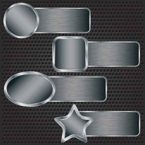 Metal templates set with texture button Royalty Free Vector