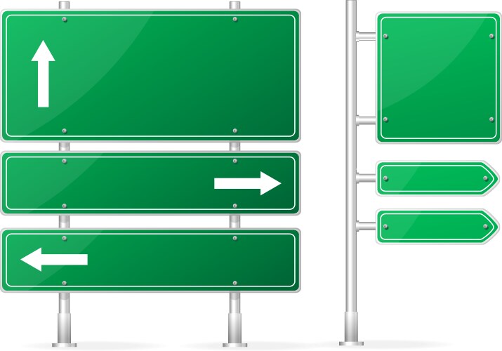 Realistic detailed 3d green blank road sign Vector Image Realistic detailed 3d green blank road sign Vector Image