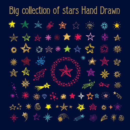 Collection of stars various shapes Royalty Free Vector Image