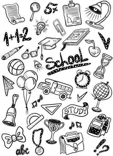 School yearbook cover sketch doodle background Vector Image