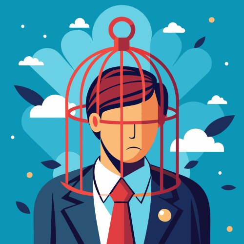 Trapped mind business creativity blockade Vector Image