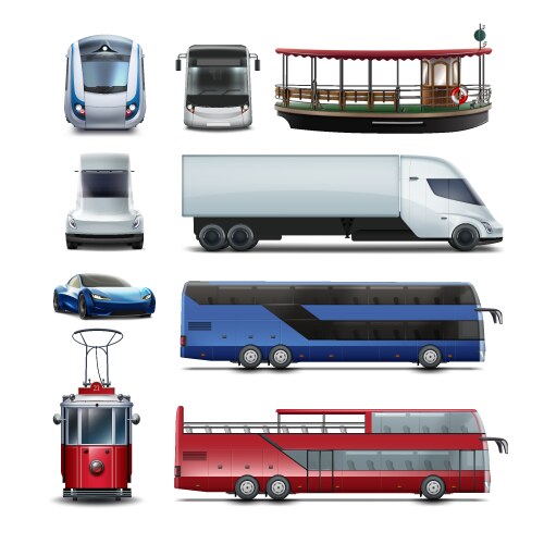 Bus set Royalty Free Vector Image - VectorStock