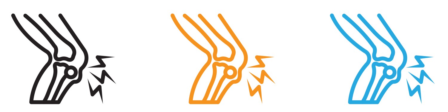 Arthritis knee joint pain icon black and white Vector Image