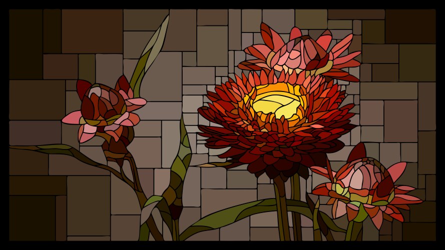 Rose stained glass window Royalty Free Vector Image