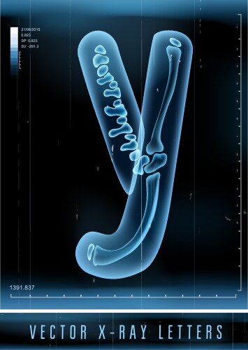 Blue 3d x ray style alphabet Royalty Free Vector Image