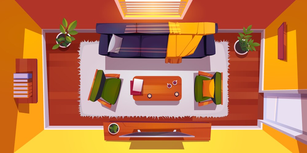 Room with furniture top view Royalty Free Vector Image