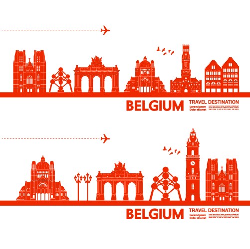Outline antwerp belgium city skyline with blue Vector Image