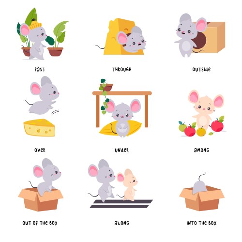 Preschool Prepositions: Cute Kitty & Box Vector Image