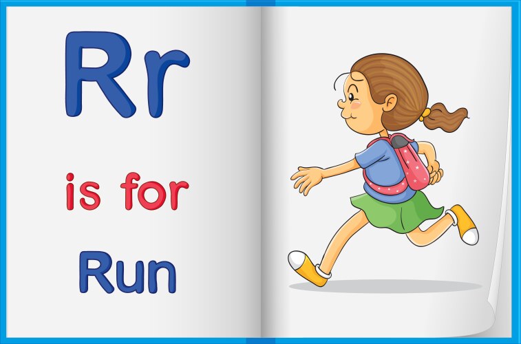 Letter r vocabulary rat holding cheese Royalty Free Vector