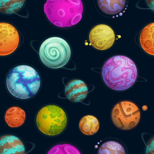 Comic space planets and spaceships Royalty Free Vector Image