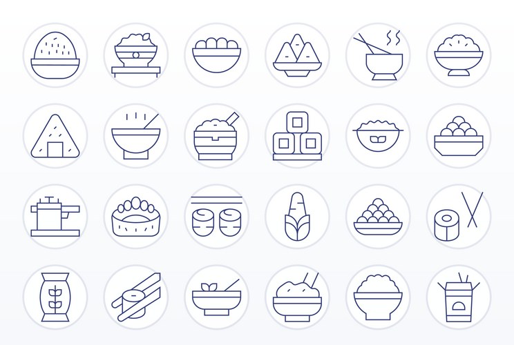 Rice Icon Set - 24 Thin Line Icons – Royalty-Free Vector | VectorStock