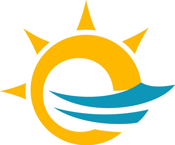 Sun and water waves design elements Royalty Free Vector