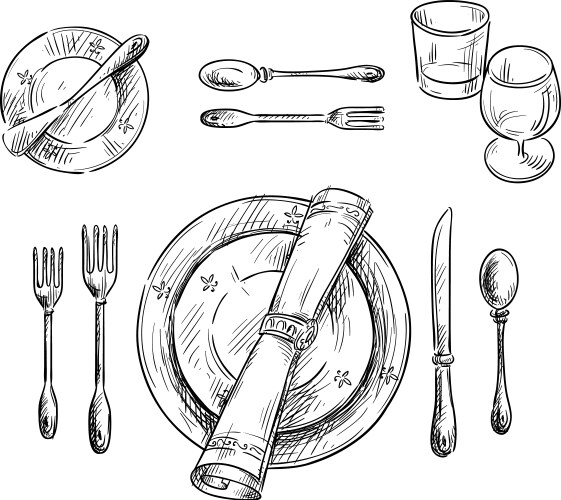 Table setting Royalty Free Vector Image - VectorStock