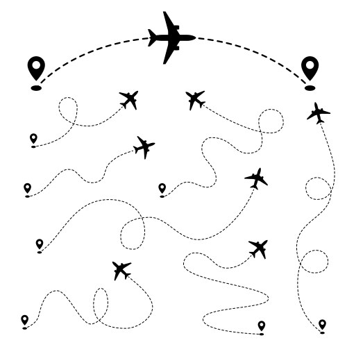 Airplane dotted path tracking Royalty Free Vector Image