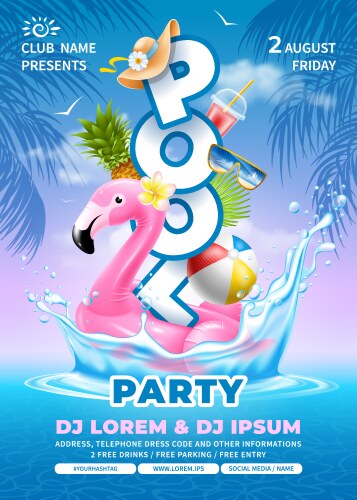 Summer beach party advertisement poster template Vector Image