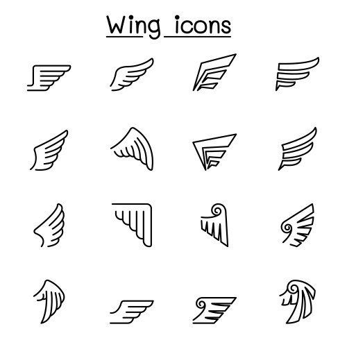 Wings icons set 2 Royalty Free Vector Image - VectorStock