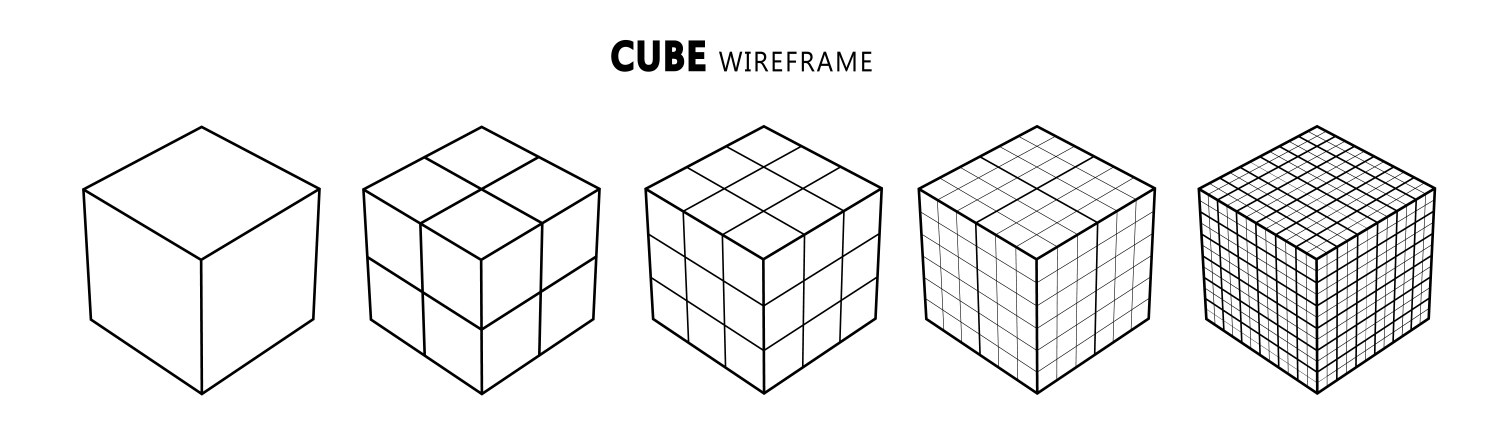 Wireframe Mesh Outline Cube Royalty Free Vector Image