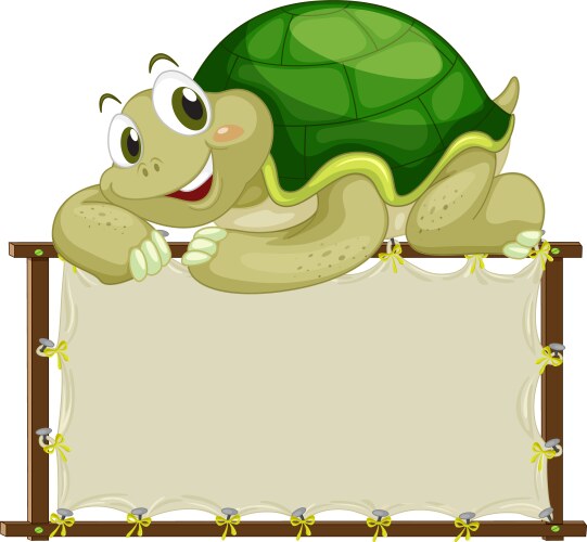 Board template with cute turtle on white Vector Image