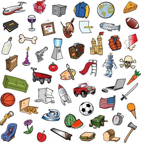 Letter i words educational task for children Vector Image